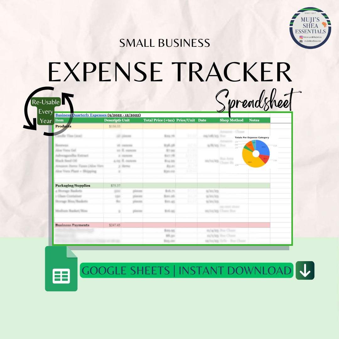 ExcelEase - Small Business Expense Manager – Muji's Shea Essentials